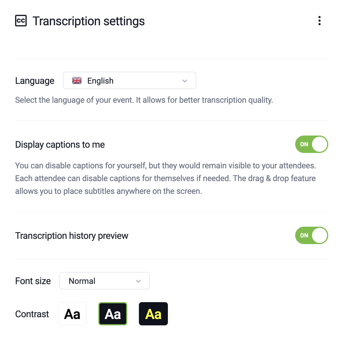 Increase event accessibility with live transcription