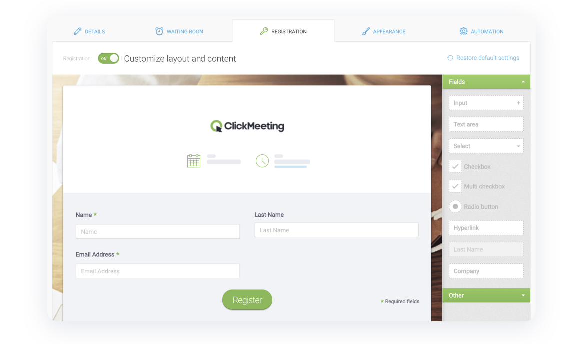 Take advantage of ClickMeeting's marketing tools