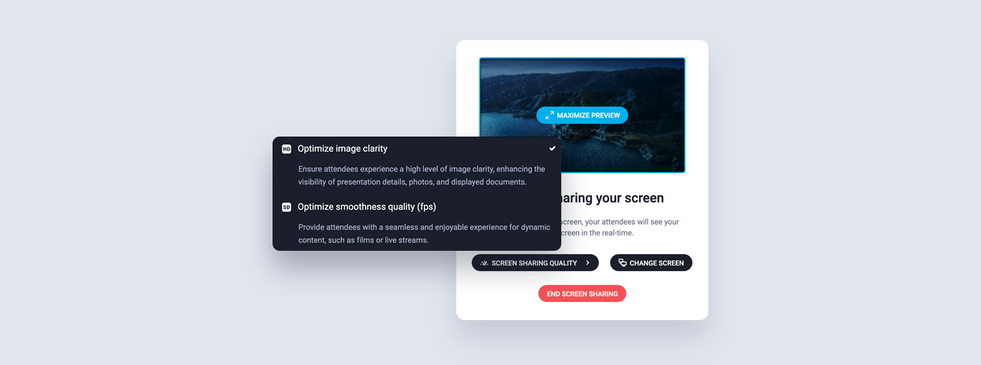 Image quality in screen sharing mode - ClickMeeting